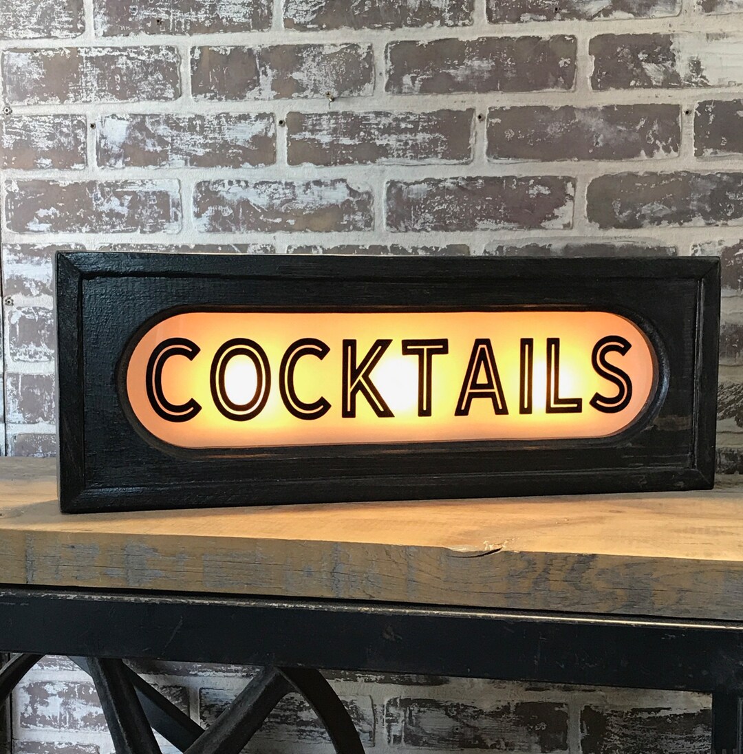 Cocktails Retro Lighted Sign - Etsy
