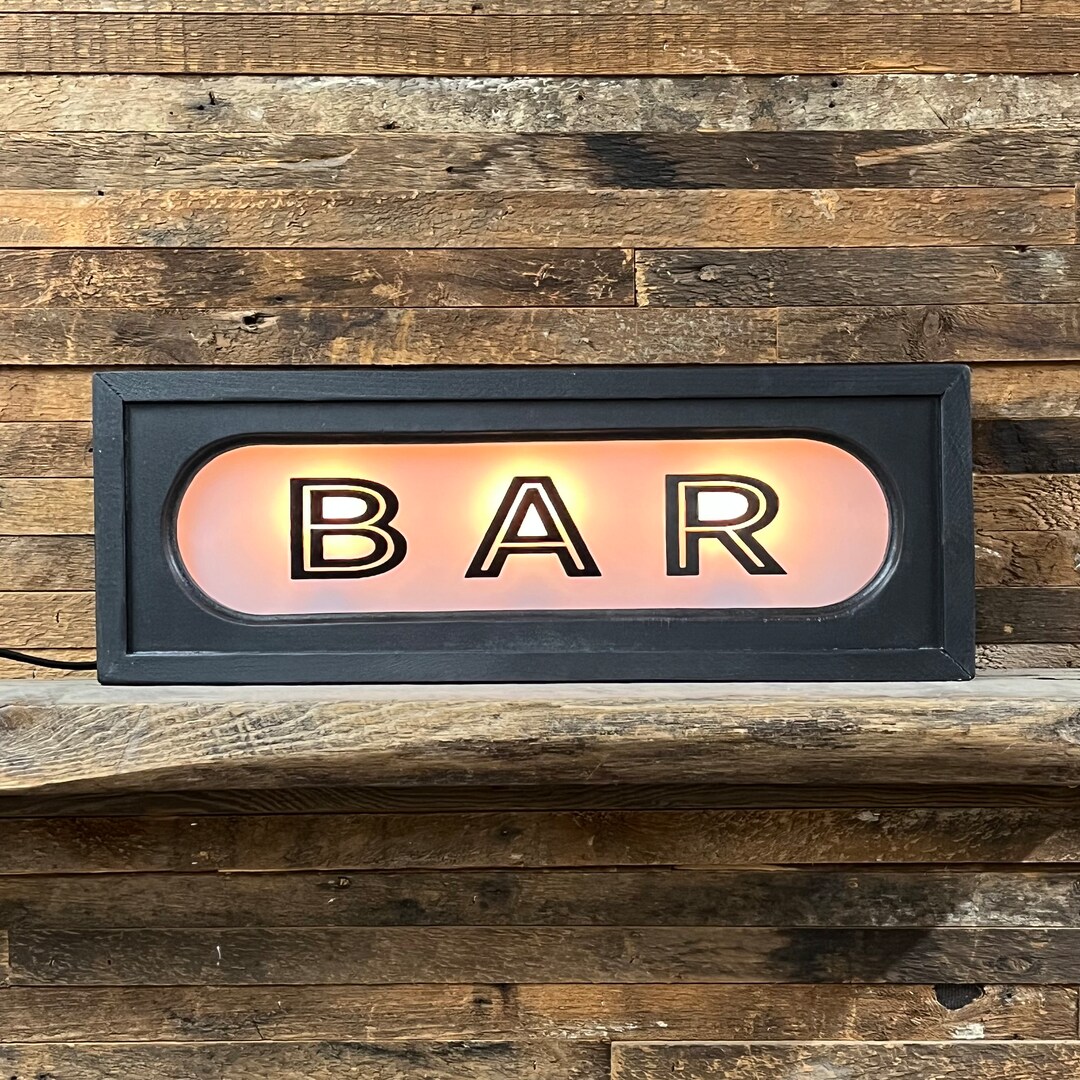 Bar Vintage Lighted Sign - Custom Lettering Available - Etsy
