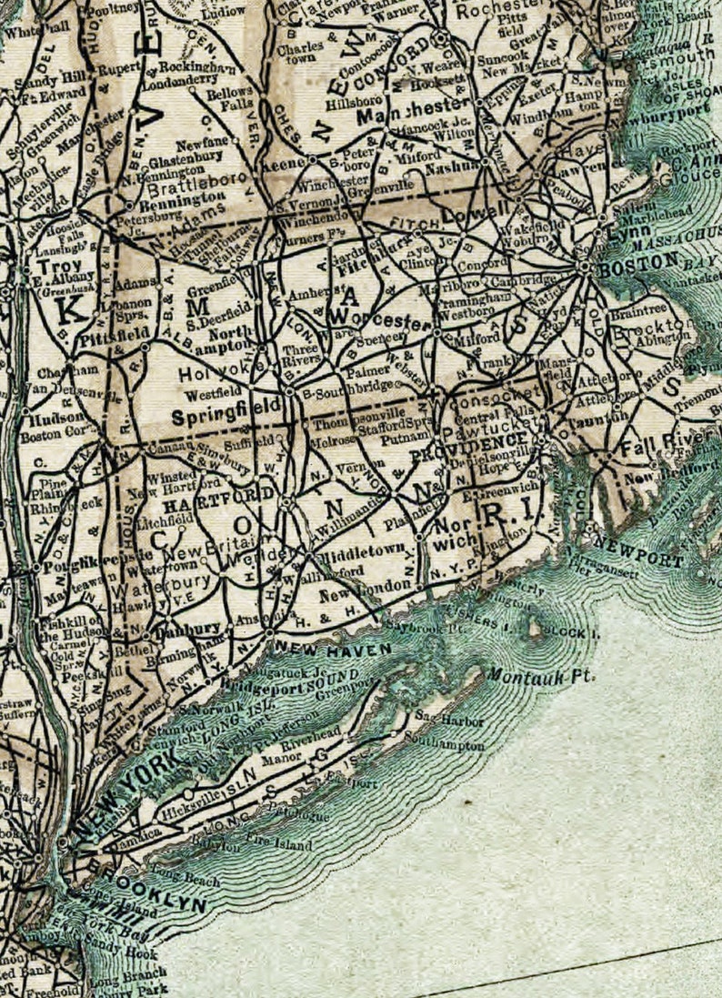 USA Railroad Map 1890 Large Triptych 3 Piece Framed - Etsy