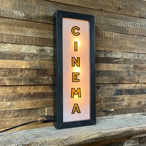 Cinema Vintage Vertical Lighted Sign - Custom Lettering Available - Etsy