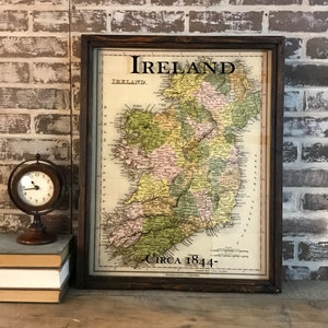 Ireland Vintage Framed Map 1844 (G) - Etsy