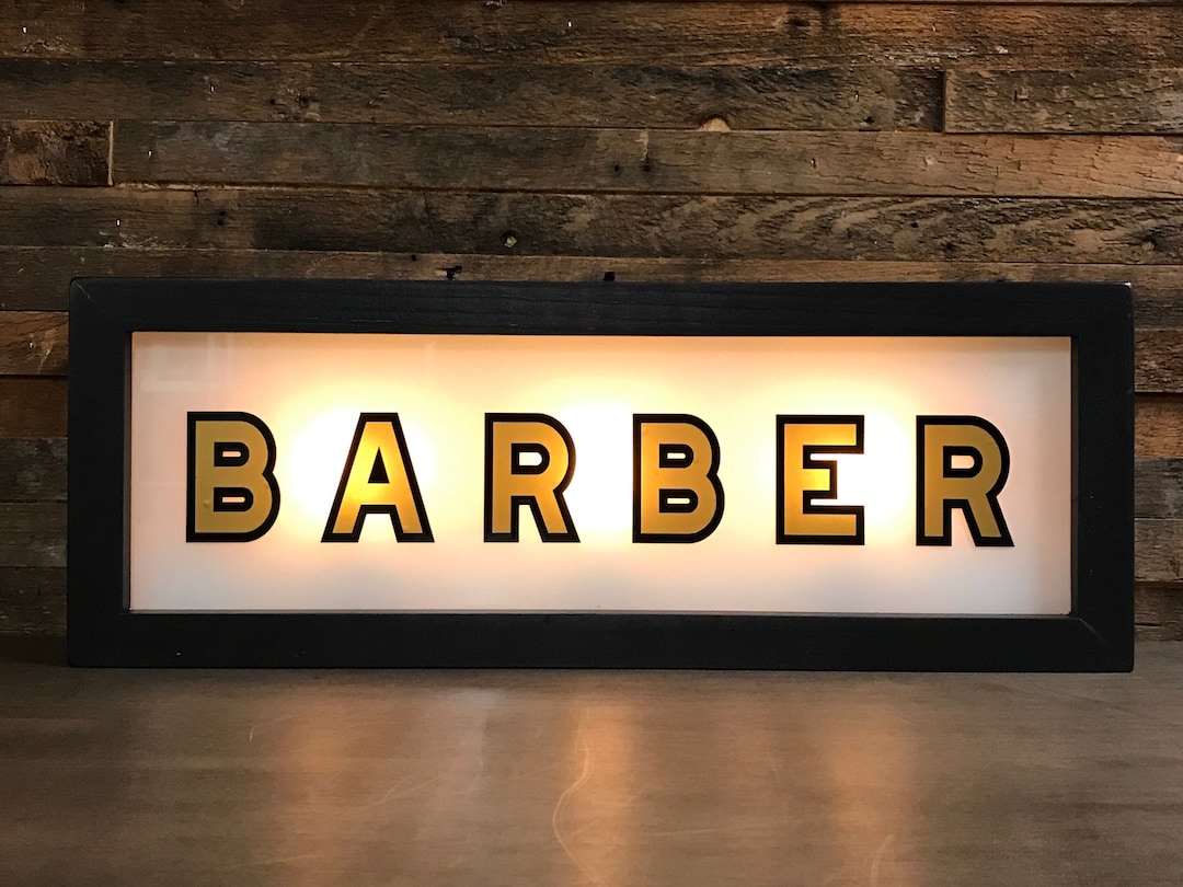 Barber Vintage Lighted Sign - Custom Lettering Available - Etsy