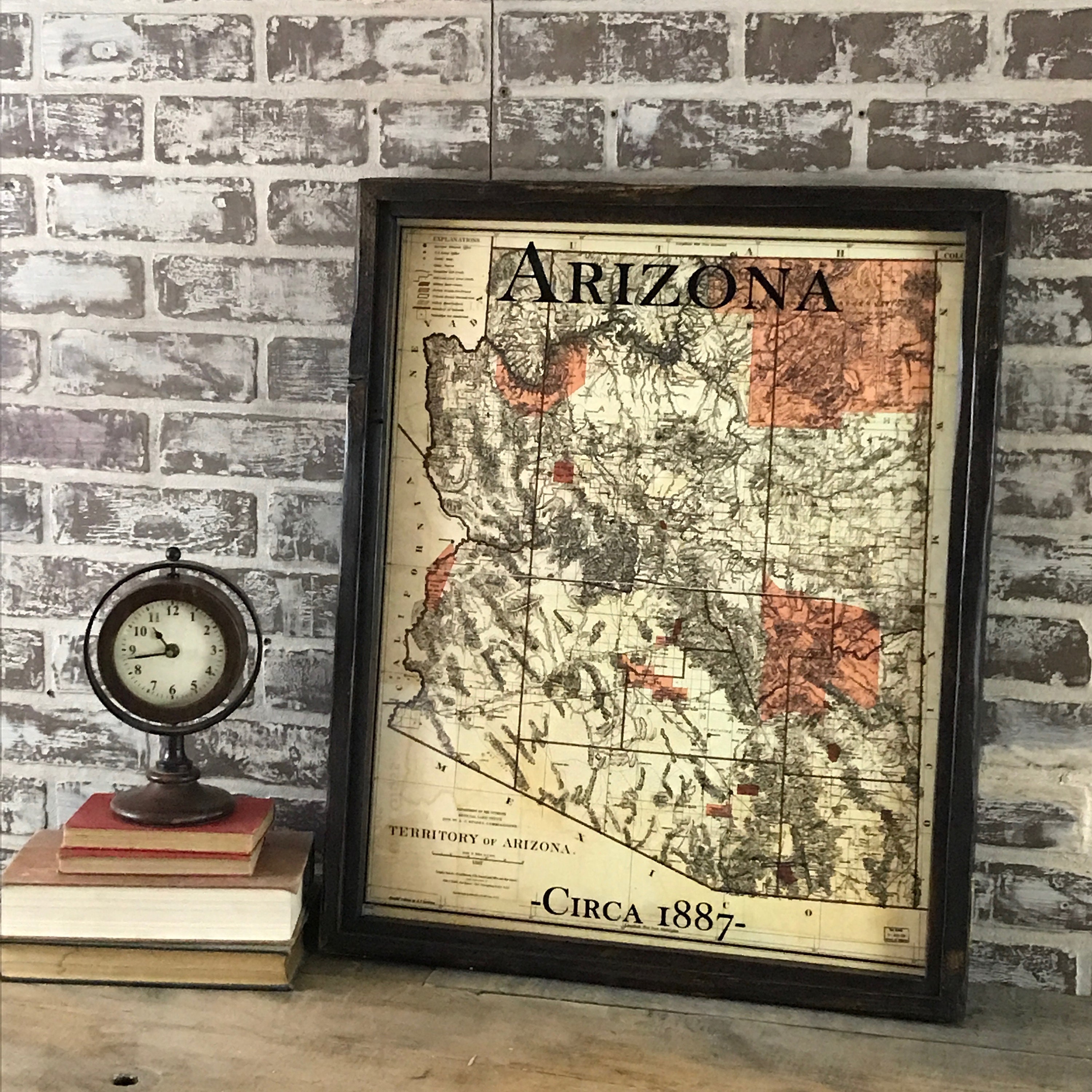 Arizona Vintage Framed Map 1887 (G) - Etsy