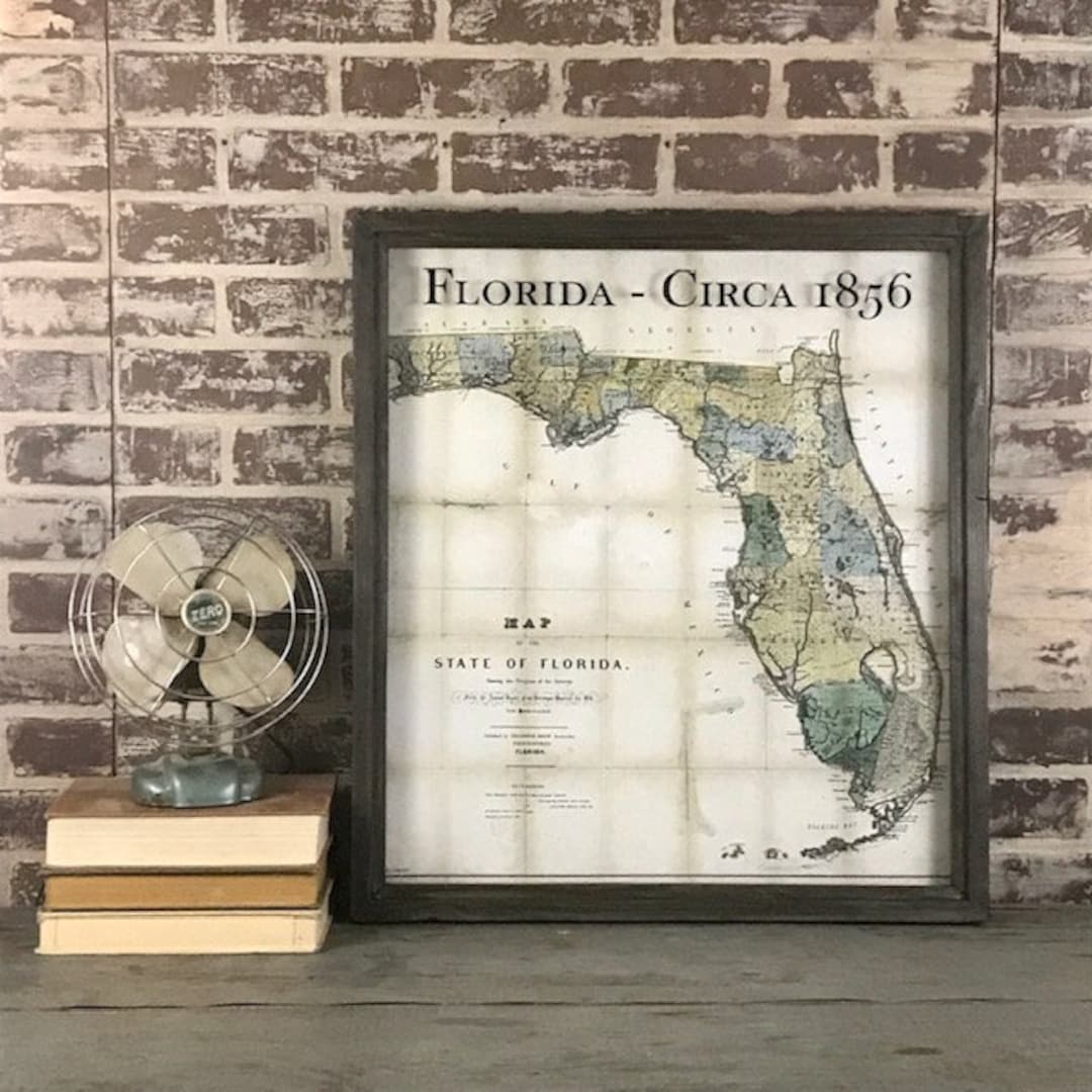 Florida 1856 Vintage Framed Map - Etsy