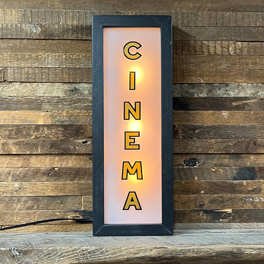 Cinema Vintage Vertical Lighted Sign - Custom Lettering Available - Etsy