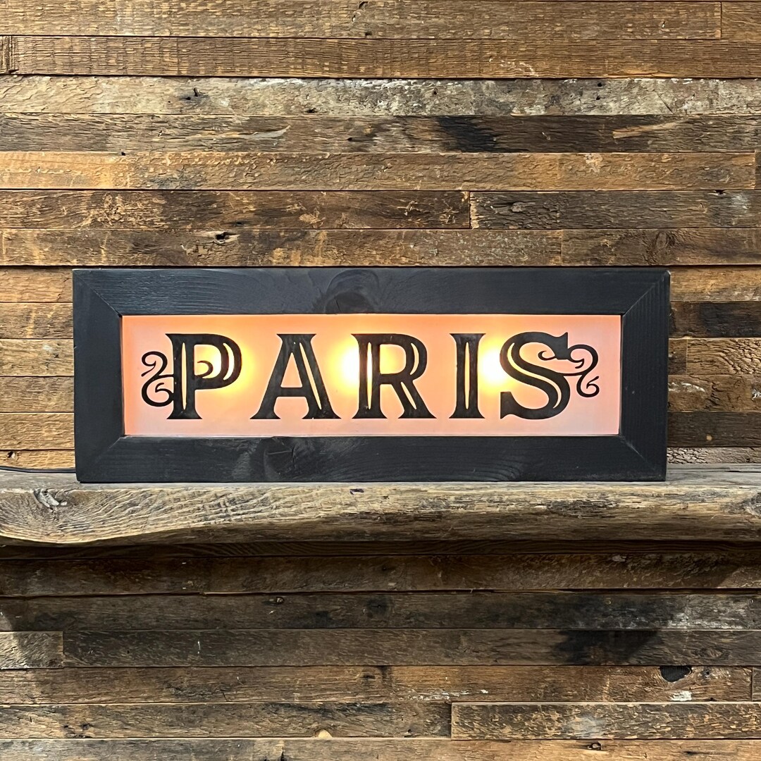 Paris Retro Lighted Sign - Custom Lettering Available - Etsy
