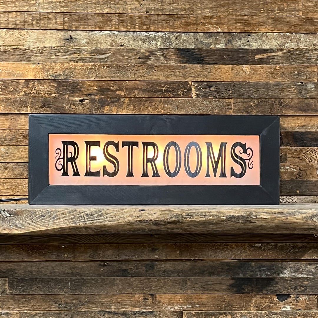 Restrooms Vintage Lighted Sign - Custom Lettering Available - Etsy
