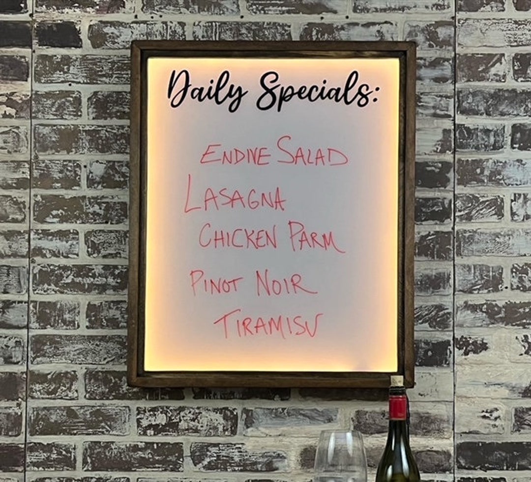 Daily Specials Menu Dry Erase Board Backlit - Etsy