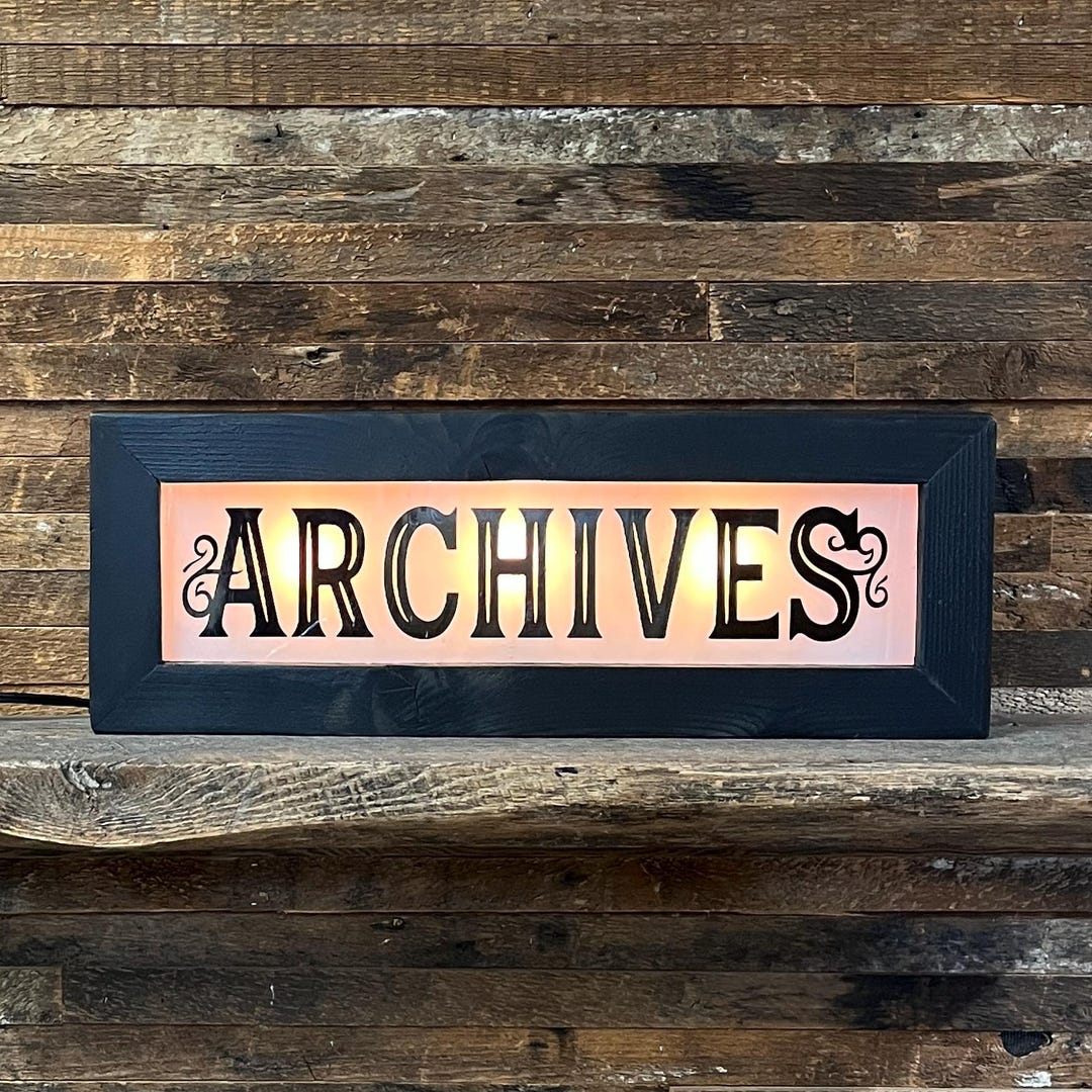 Archives Retro Lighted Sign - Custom Lettering Available - Etsy
