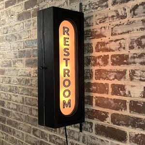 Restroom Double Sided Vintage Inspired - 3 Bulb Lighted Sign ...
