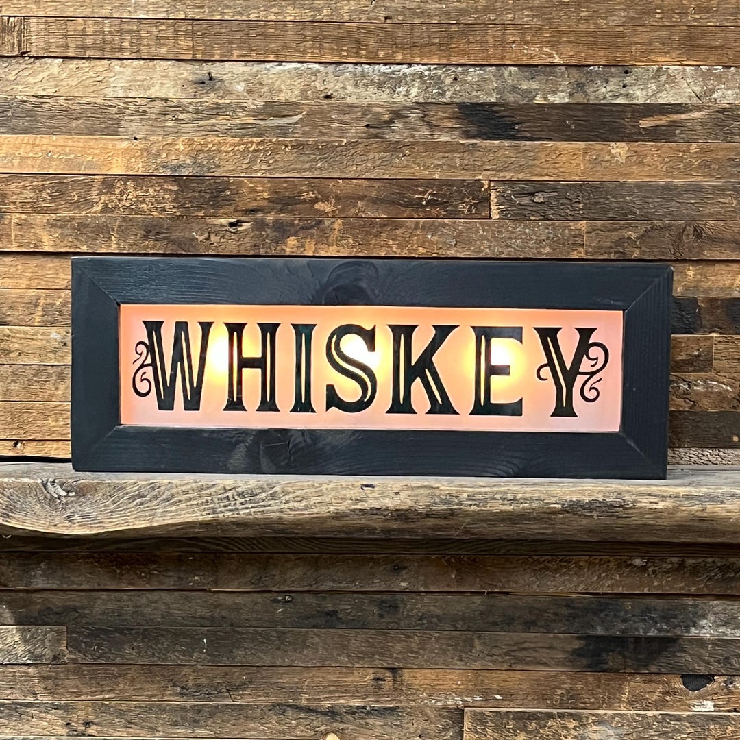 Whiskey Retro Lighted Sign - Custom Lettering Available - Etsy