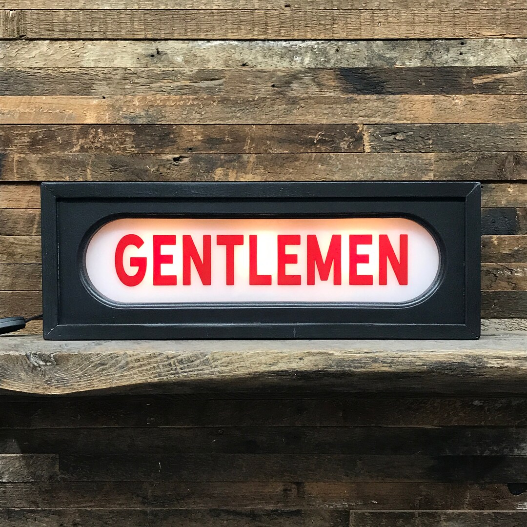 Gentlemen Retro Lighted Sign - Restroom Sign - Custom Lettering ...