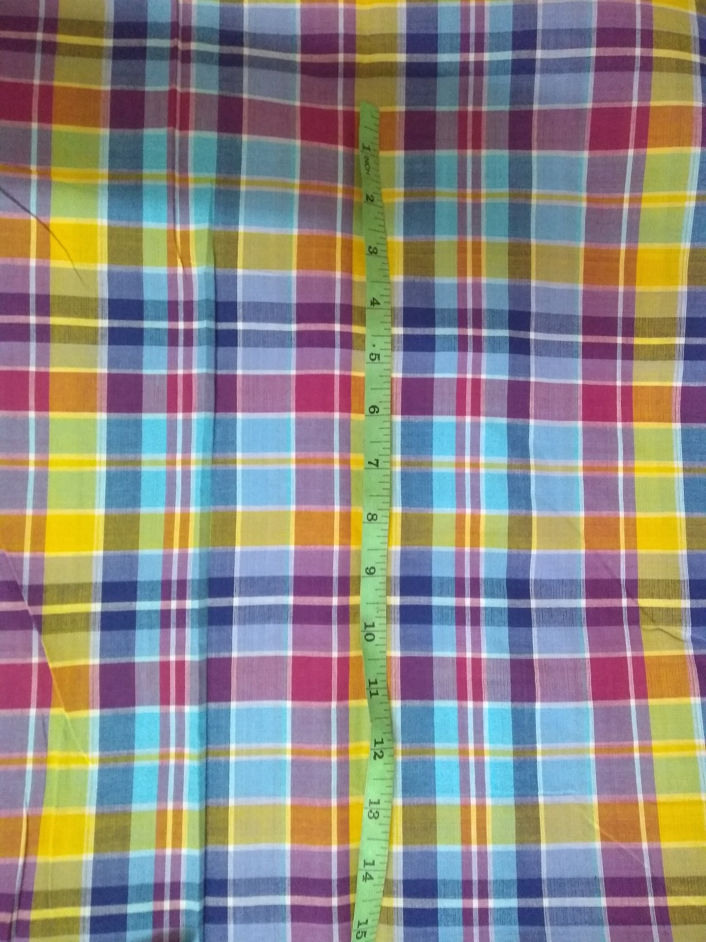 Authentic Handwoven Bleeding Madras 100% Cotton Plaid Fabric by Yard 45 ...