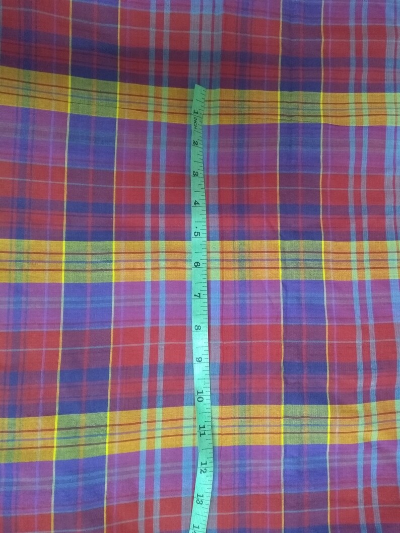 Authentic Handwoven Bleeding Madras 100% Cotton Plaid Fabric - Etsy
