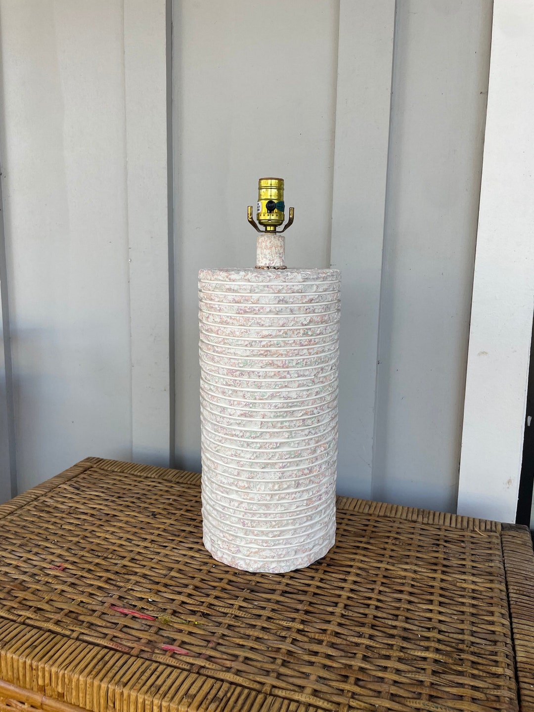 Vintage Postmodern Lamp, Cylinder Shaped Lamp, Post Modern Textured ...