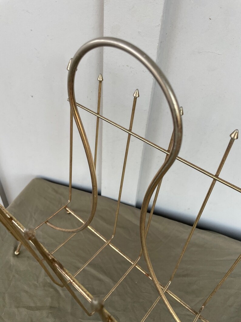 Vintage Midcentury Gold Magazine Rack MCM Record Holder - Etsy