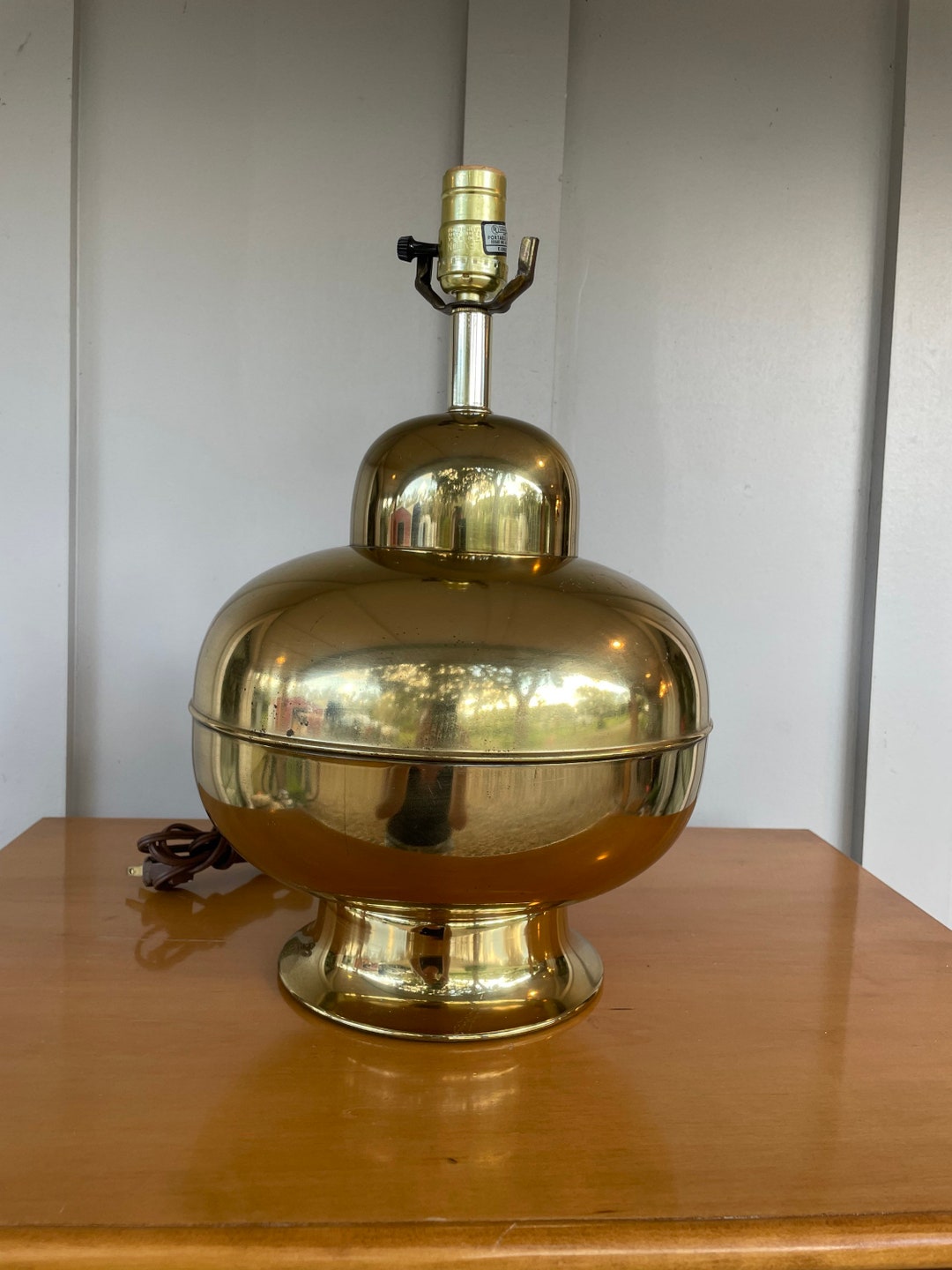 Vintage Rattan and Brass Table Lamp, Coastal Table Lamp, - Etsy