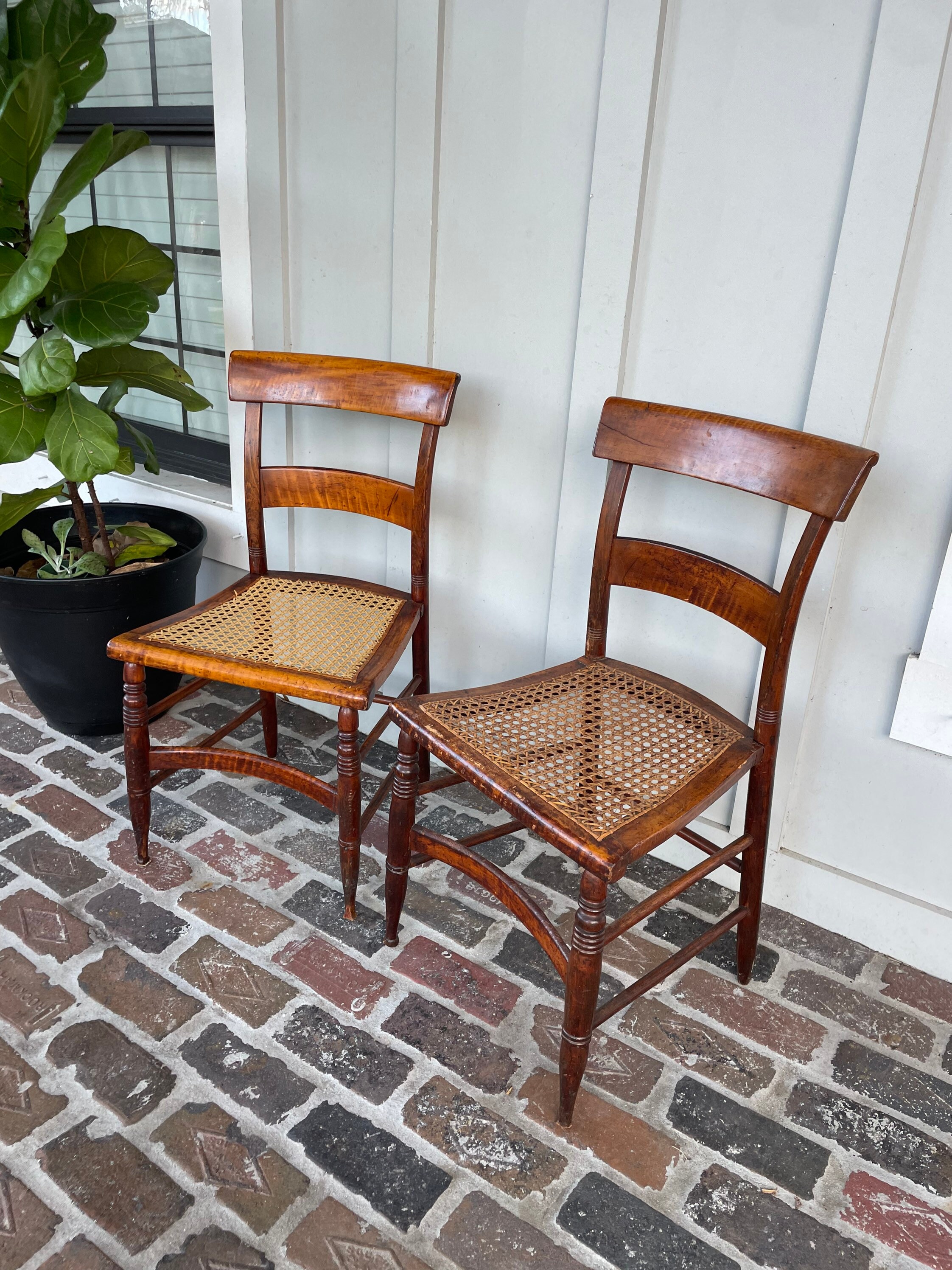Antique Tiger Oak Chair With Cane Seats Antique Farmhouse - Etsy