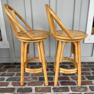 Vintage Rattan Swivel Bar Stool, Sturdy Coastal Bar Stool, Midcentury ...