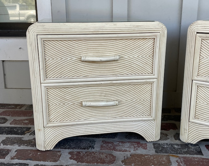 Vintage Pencil Reed Nightstand, Dixie Style Nightstand, Art Deco Night ...