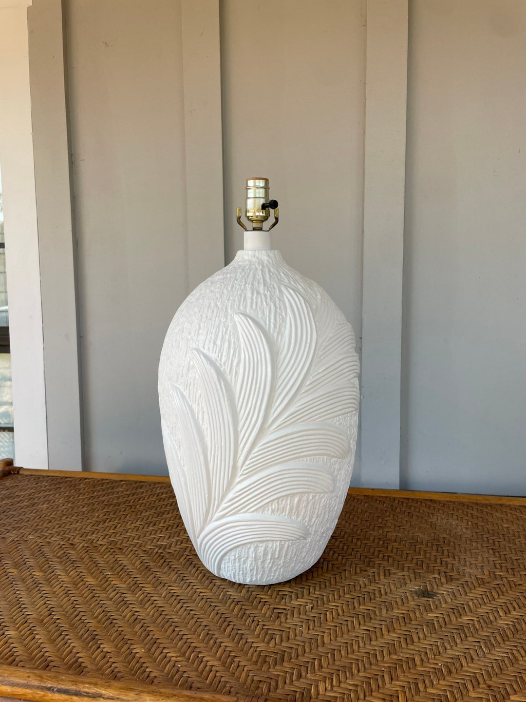 1980s Post Modern White Palm Frond Table Lamp Old Florida - Etsy