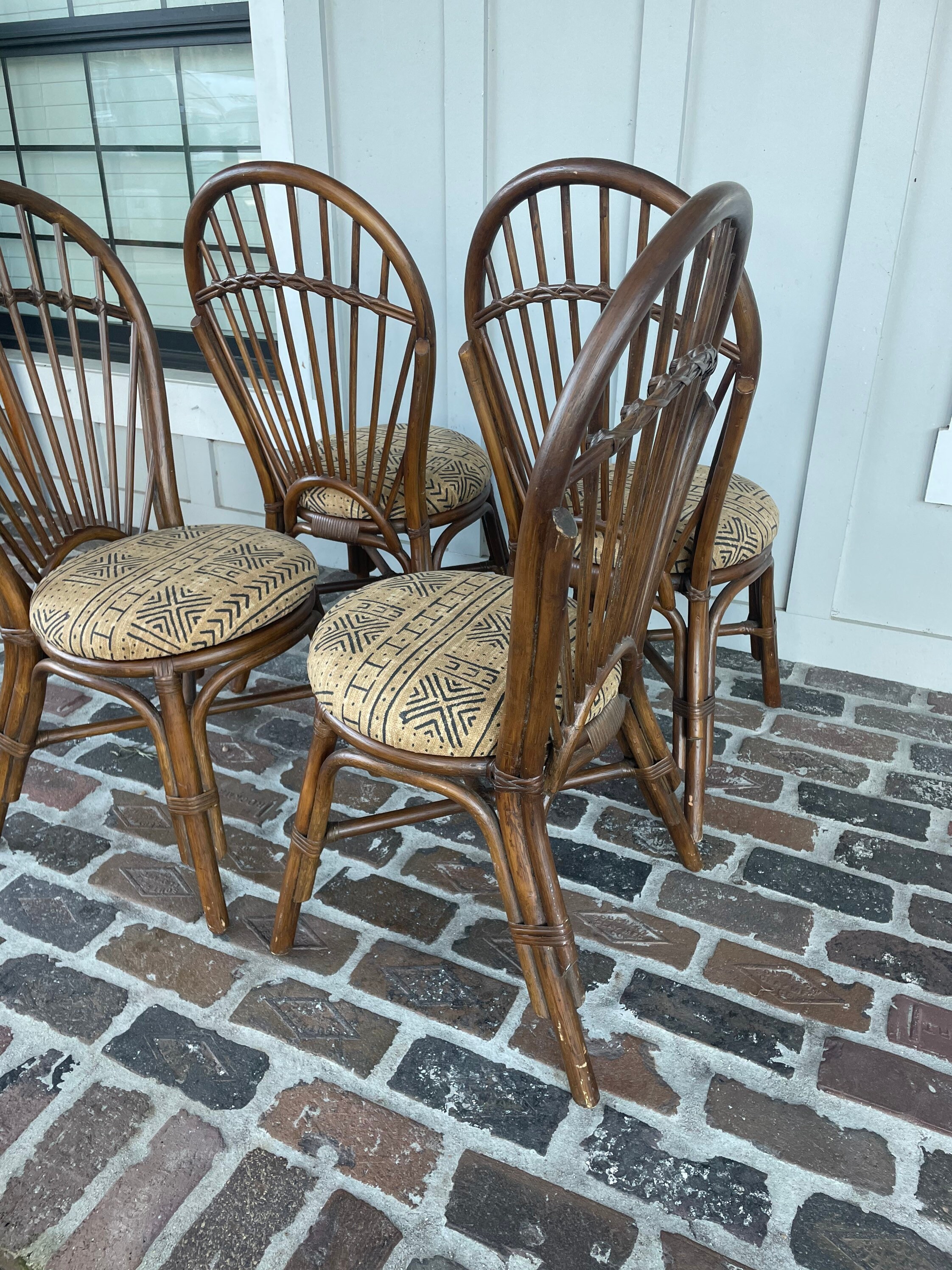 Vintage Rattan Round Back Chair Bamboo Chair Wood Chair | Etsy