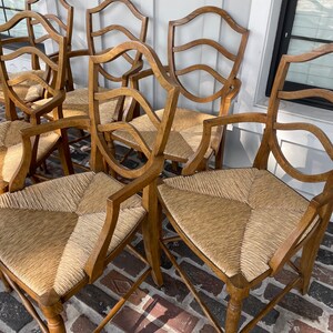 8 Solid Oak Dining Chair With Rush Seats, William Yeoward Ladder Back ...