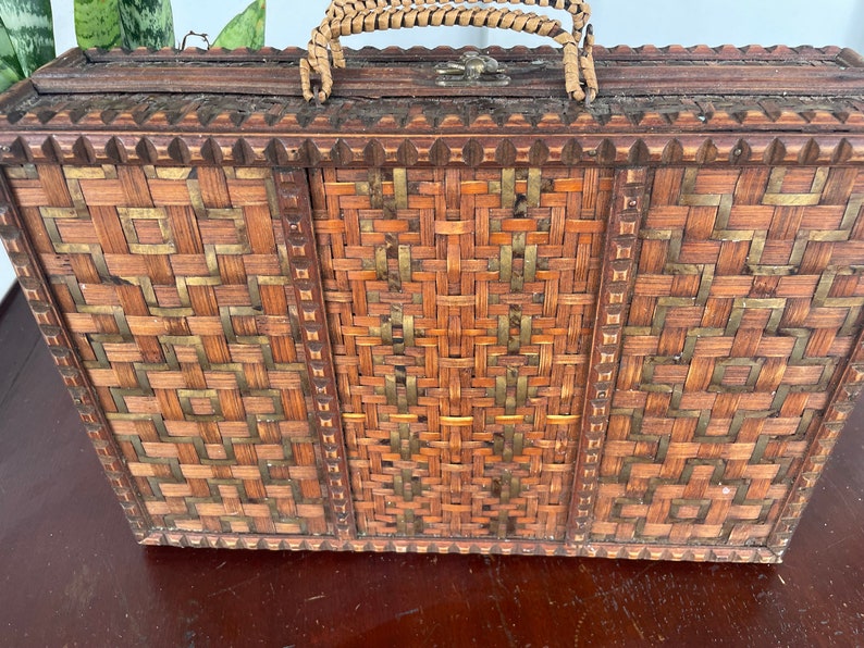Vintage Rattan and Brass Truck West Indies Brief Case - Etsy