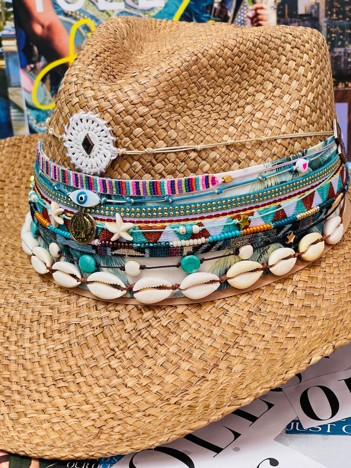 Unique Style, Colombian Summer Hat Handmade Decorated, Straw Hat ...