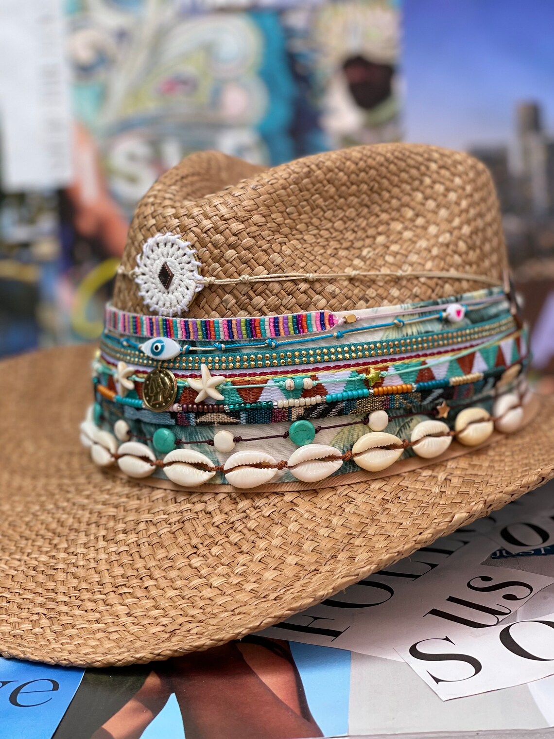 Unique Style, Colombian Summer Hat Handmade Decorated, Straw Hat ...