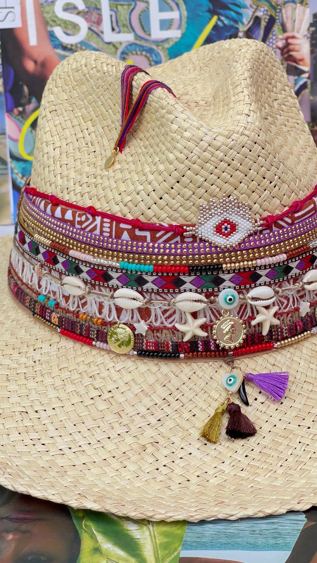 Unique Colombian Summer Hat Handmade Decorated Hat straw Beach Hat ...