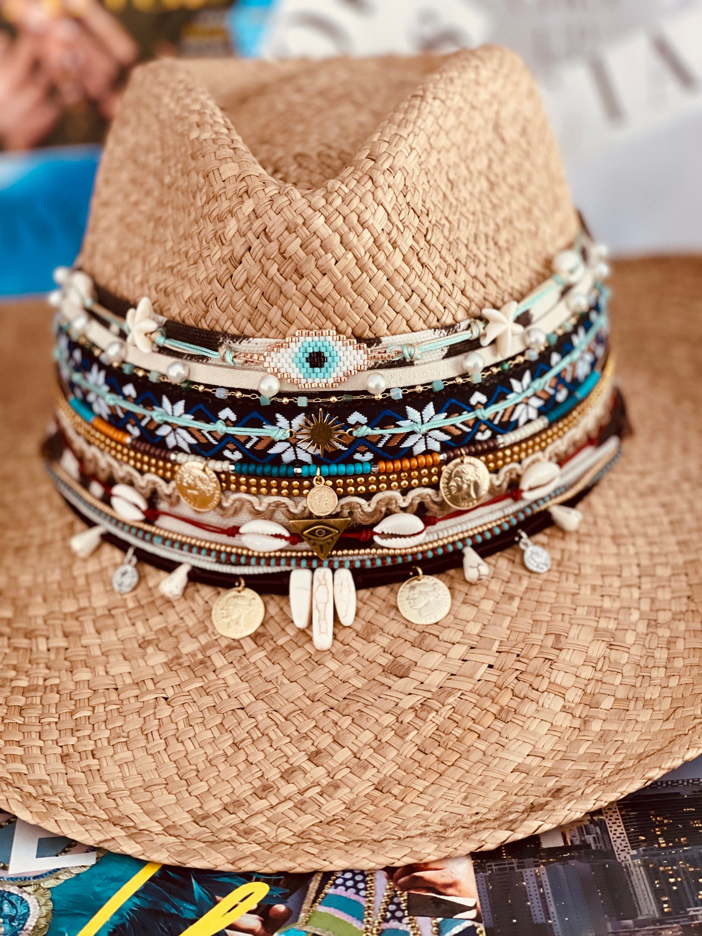 Unique Colombian Summer Hat, Handmade Decorated, Straw Beach Hat Women ...