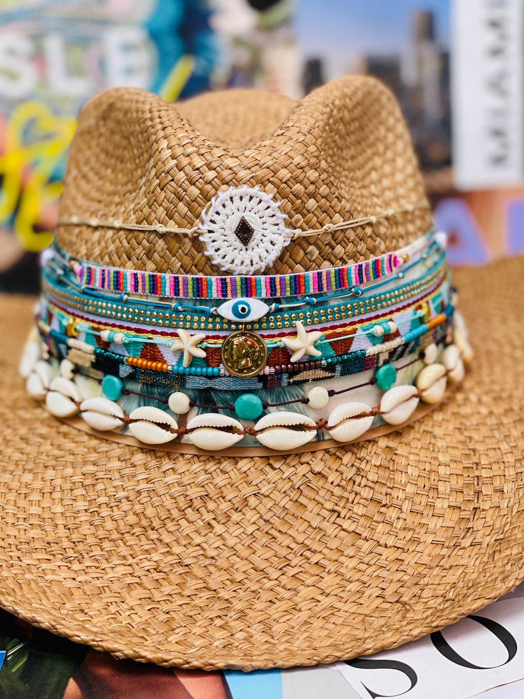 Unique Style, Colombian Summer Hat Handmade Decorated, Straw Hat ...