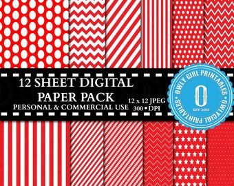 Chinese Red Pattern Digital Paper Asian Red Digital Paper