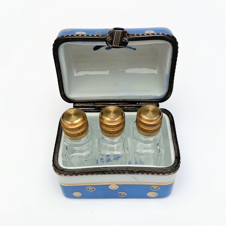 Vintage Floral Perfume Casket/chest With Three Bottles Limoges Trinket ...