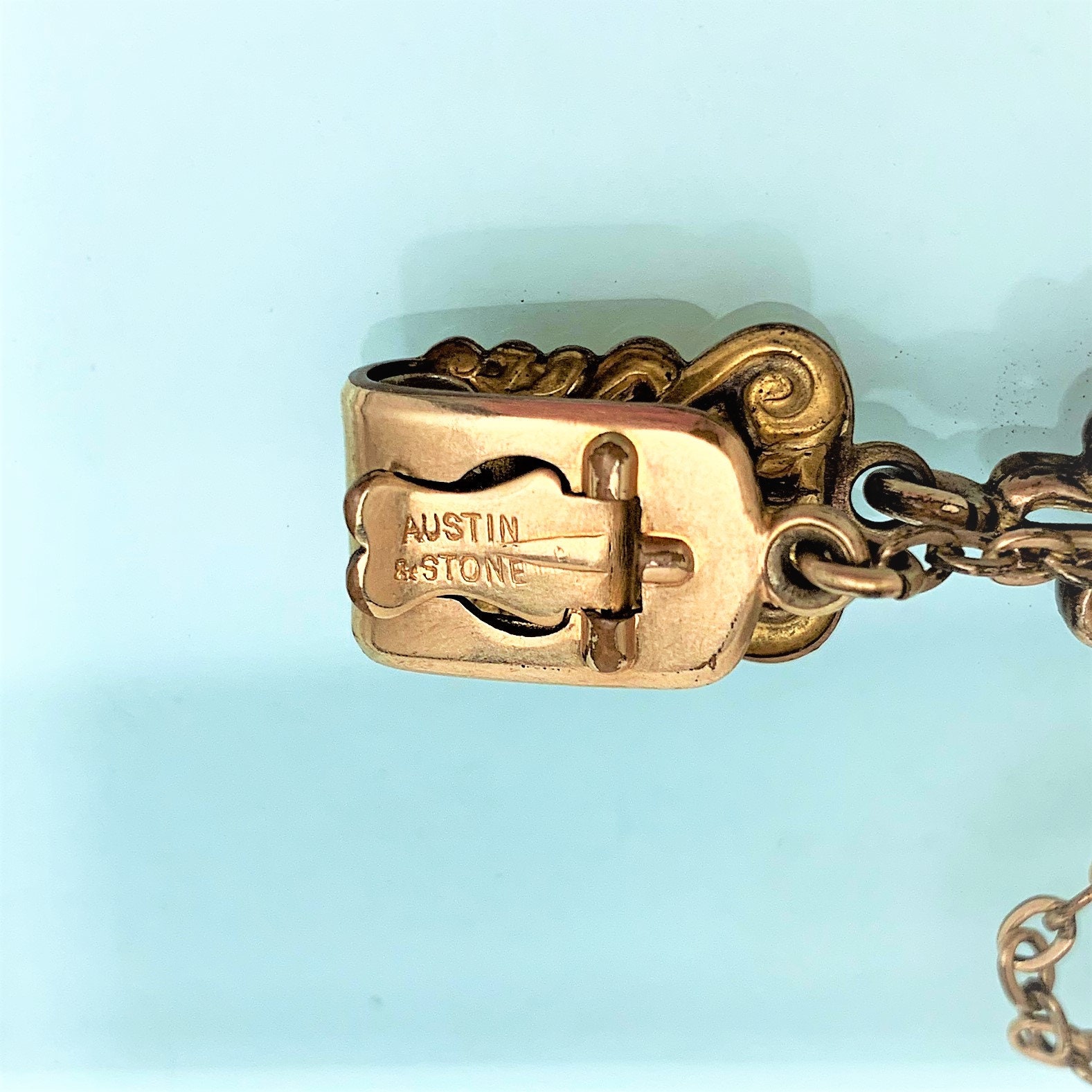 Victorian Era Signed Austin & Stone Etched Gold Filled Pocket Watch Fob ...