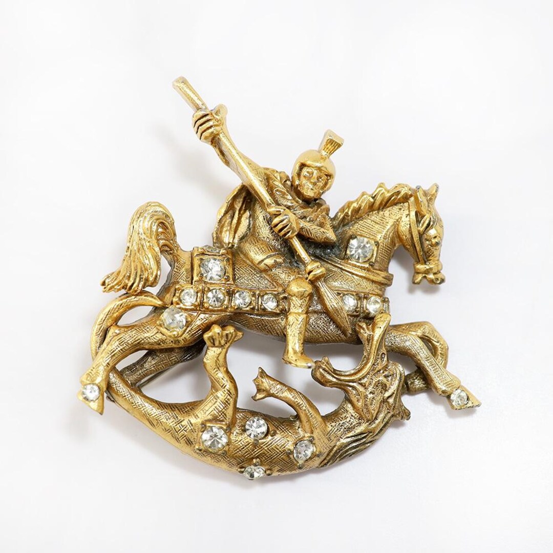 Vintage Tortolani St. George & the Dragon Brooch - Etsy