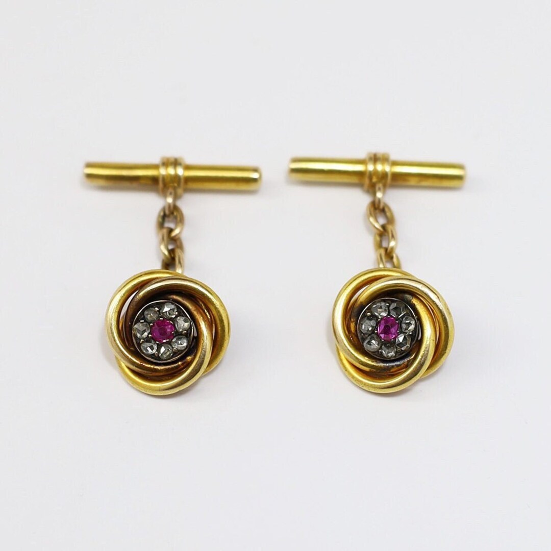 Antique Early 20th Century 18k Gold, Diamond & Ruby Cuff Links - Etsy