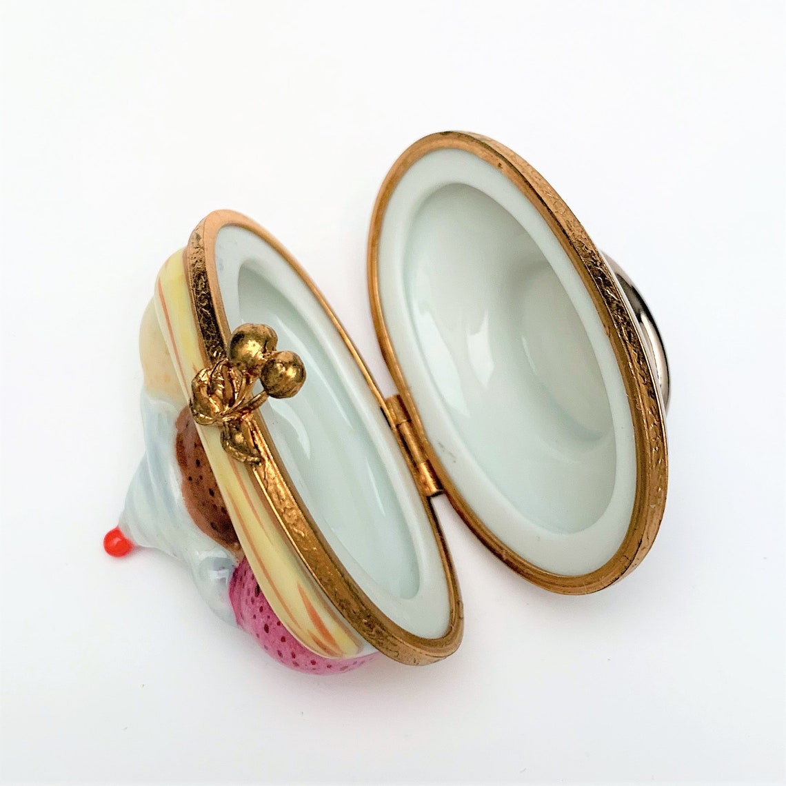 Retired Limoges, France Porcelain Banana Split/ice Cream Sundae Trinket ...