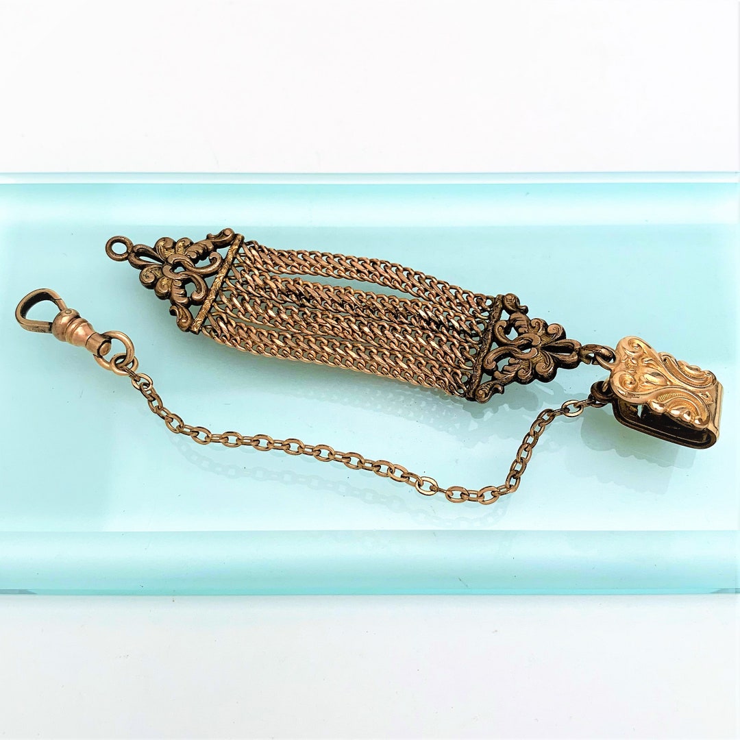 Victorian Era Signed Austin & Stone Etched Gold Filled Pocket Watch Fob ...