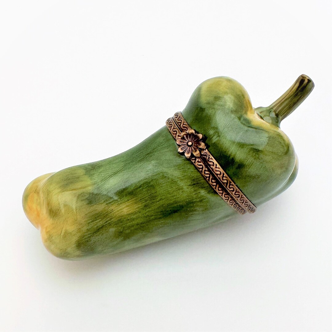Vintage Perry Vieille Limoges Porcelain Green Pepper Vegetable Trinket ...
