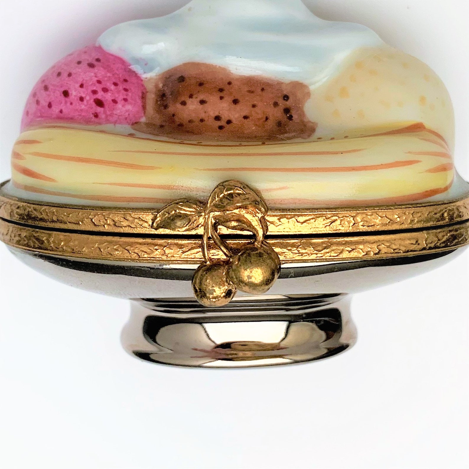 Retired Limoges, France Porcelain Banana Split/ice Cream Sundae Trinket ...