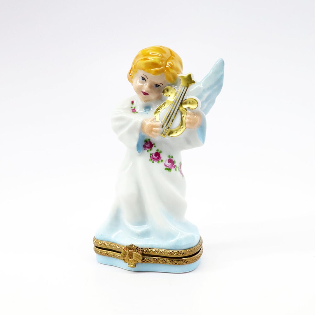 Parry Vieille Limoges Angel With Lyre Trinket Box - Etsy