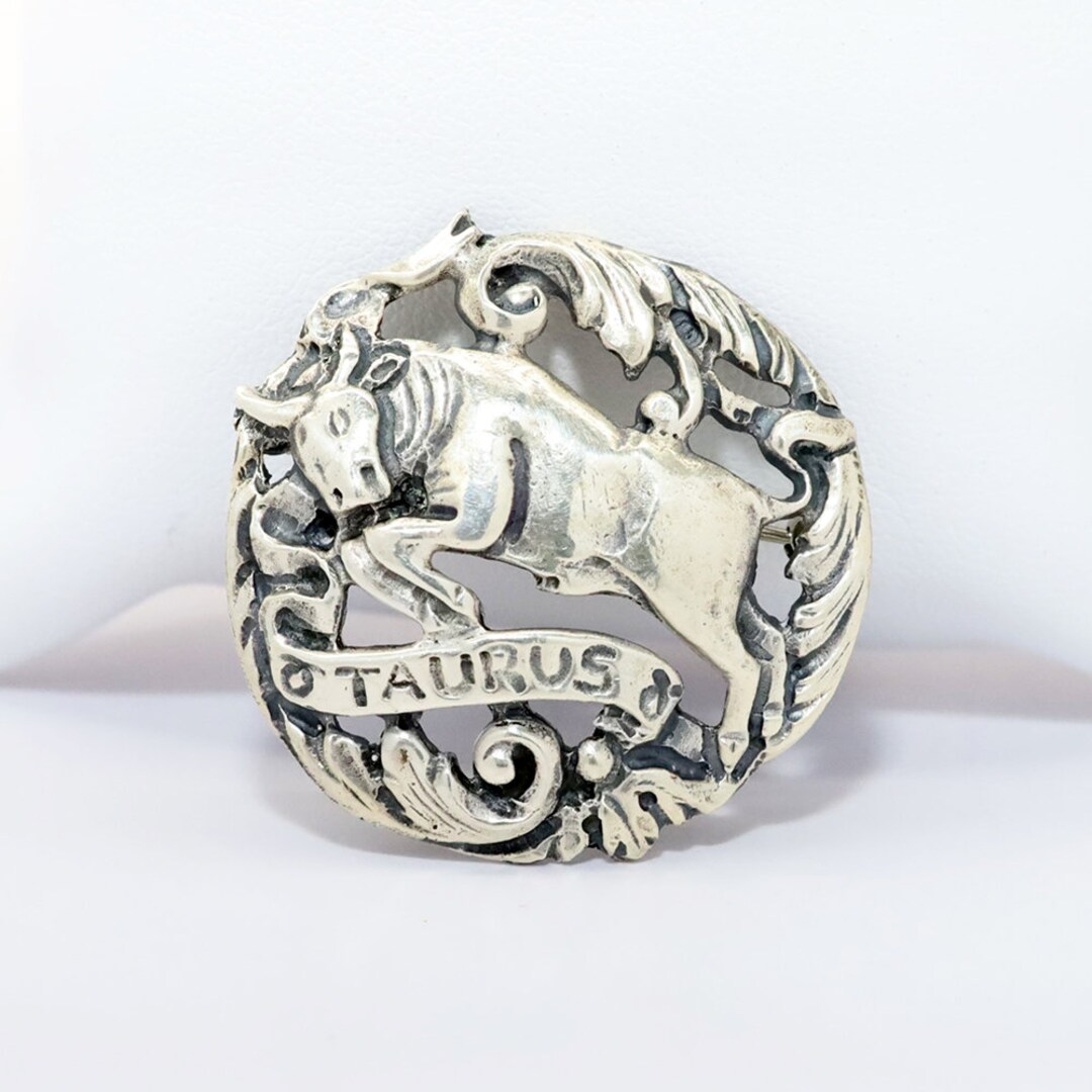 Vintage Mid Century Peruzzi (italy) Sterling Silver Taurus Zodiac ...