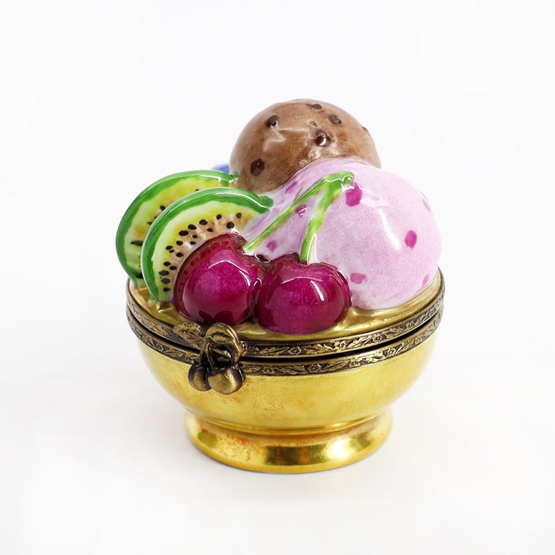 Limoges Porcelain Ice Cream Sundae in Golden Bowl Trinket Box - Etsy