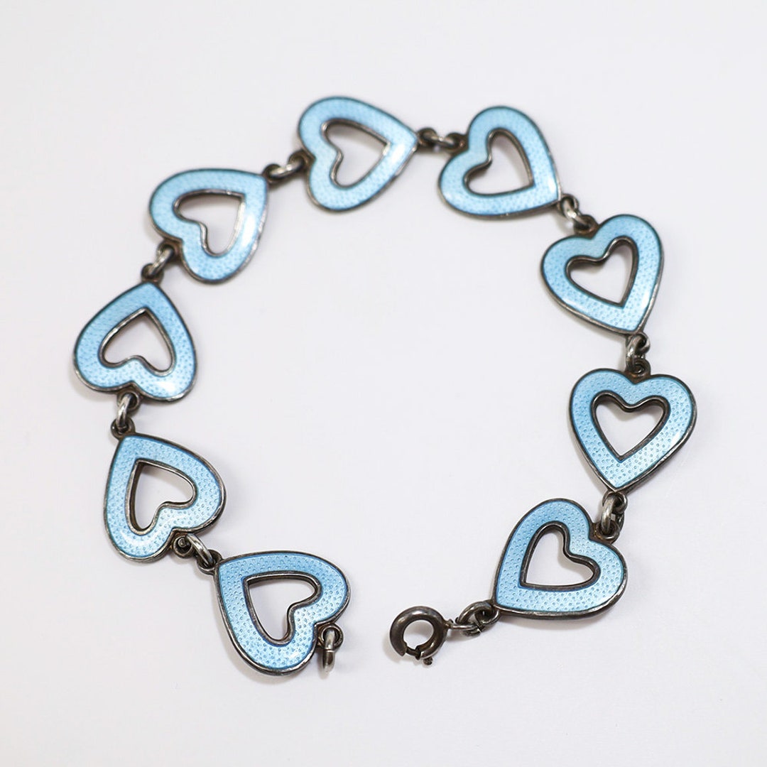 Vintage Mid Century Modern Meka Sterling Silver & Blue Guilloche ...