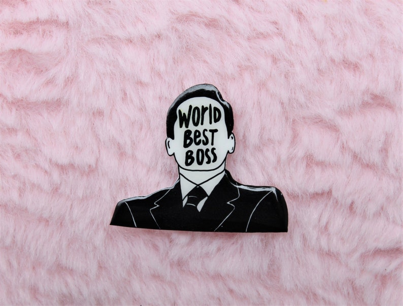 Michael Scott "world Best Boss" Brooch - Gift - Etsy
