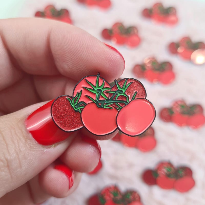 Tomato Enamel Charm - Etsy UK