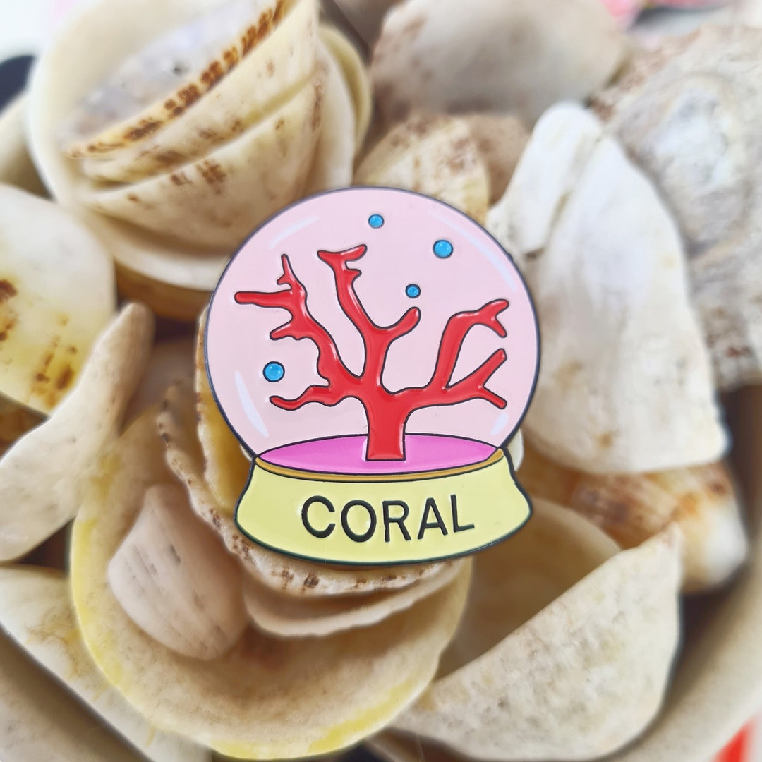 Coral Snow Globe Soft Enamel Pin Red Coral Pin Sea Lover Pin Christmas ...