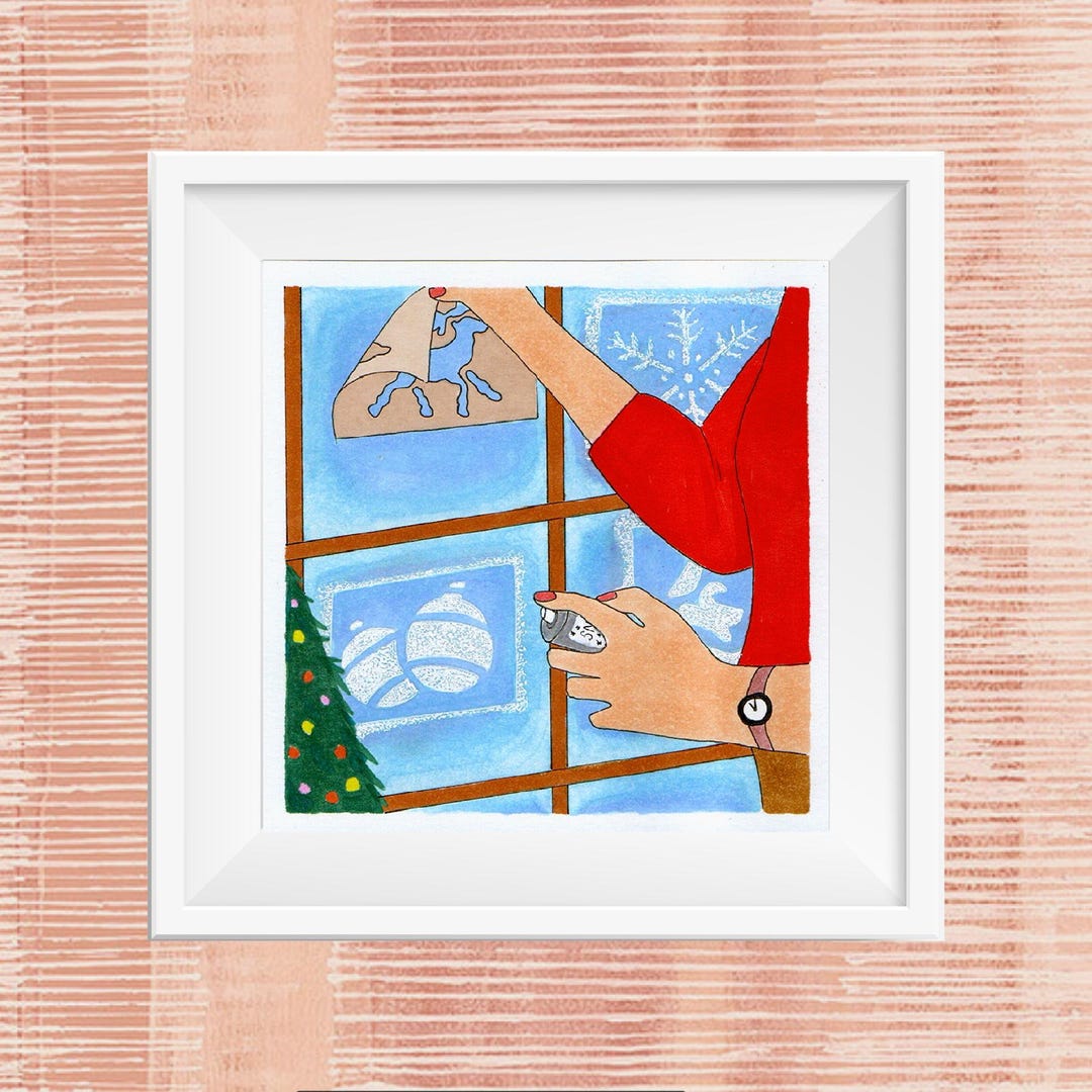 At the Window – Nostalgic Holiday Original Illustration - Enchanted ...